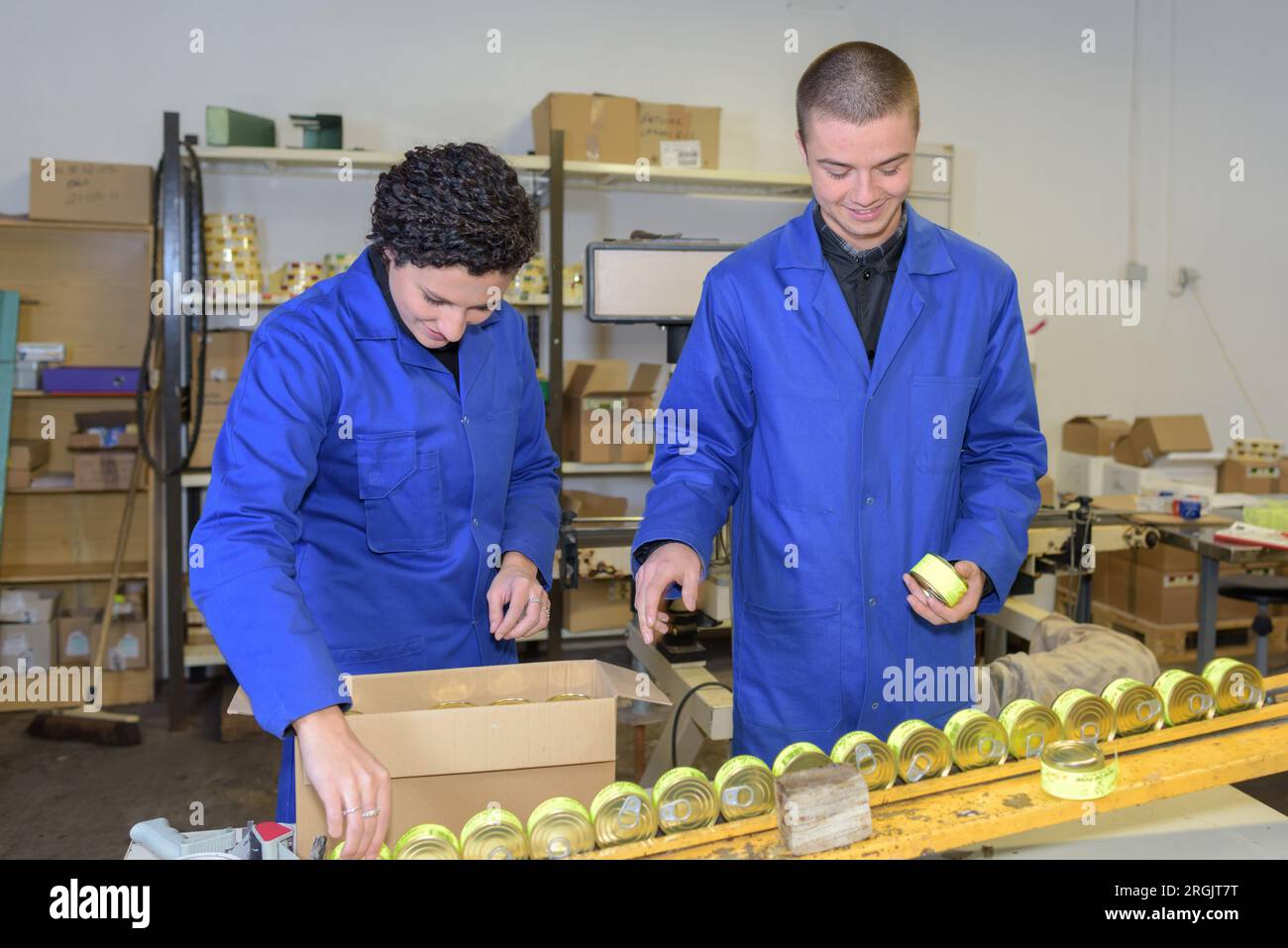 workers in the canning factory Stock Photo - Alamy