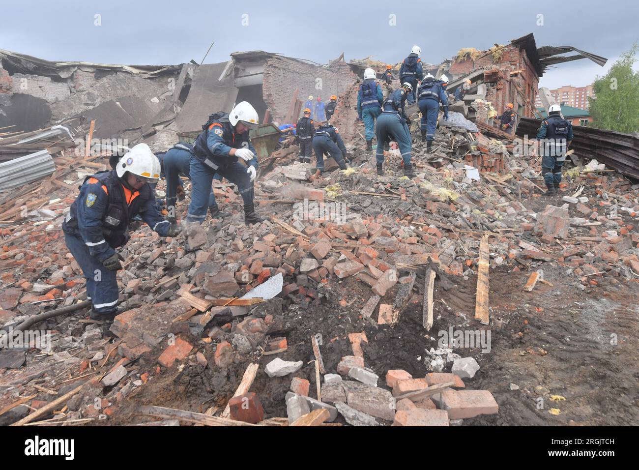 Moscow Region. Sergiev Posad. Analysis of the rubble at the site of the ...