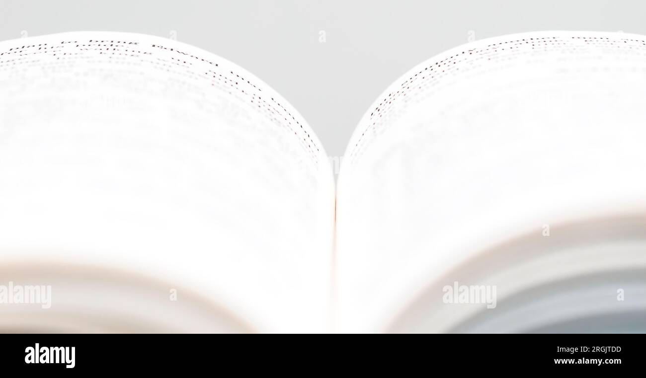 Opened white book close up with copy space. Education concept Stock ...
