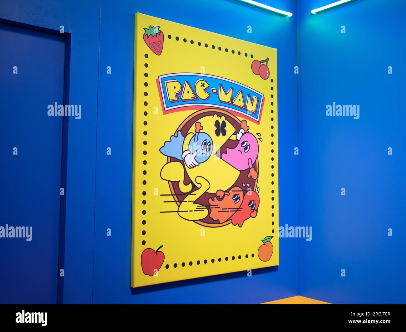 Milan , Italy - 08 07 2023 : Pac-Man panel logo brand and text sign ...