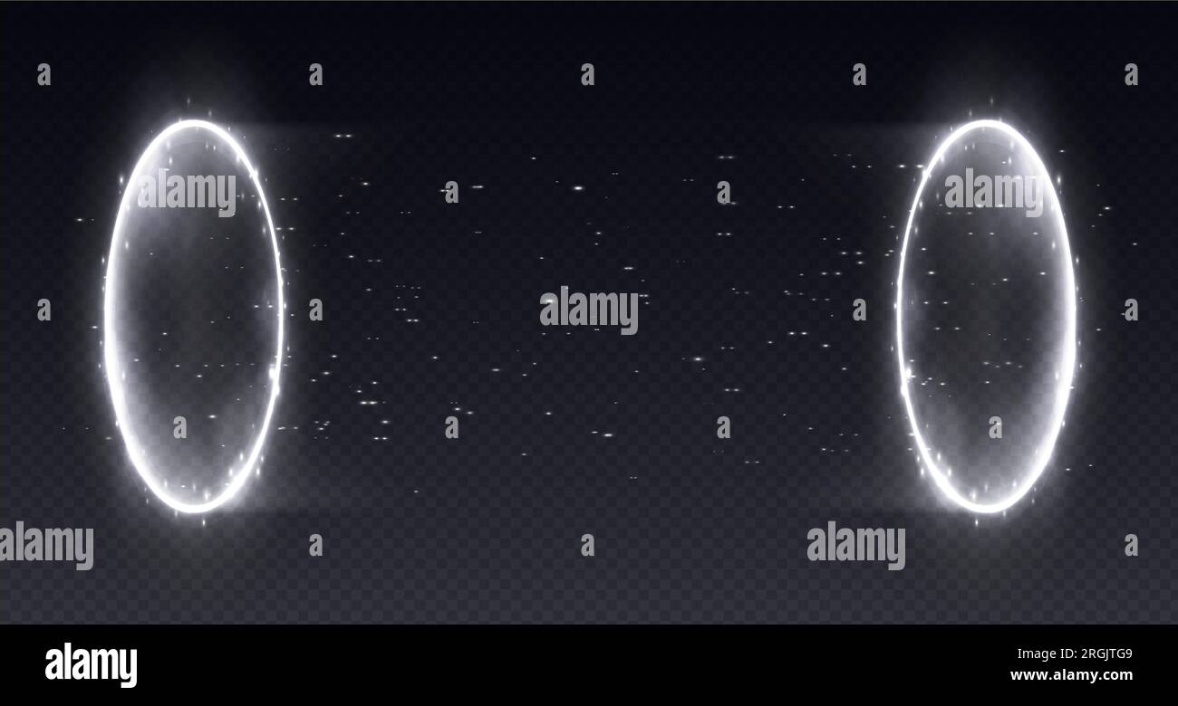 Magic portal, realistic teleport tunnel with sparkles, futuristic ...