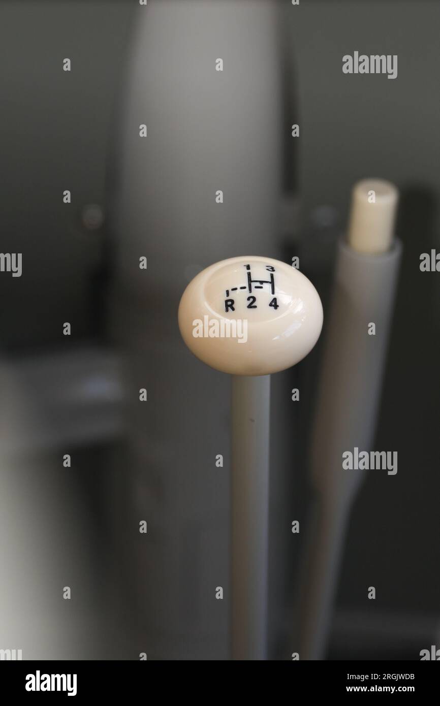 ivory white old car gear lever and four speeds manual stick shift ...