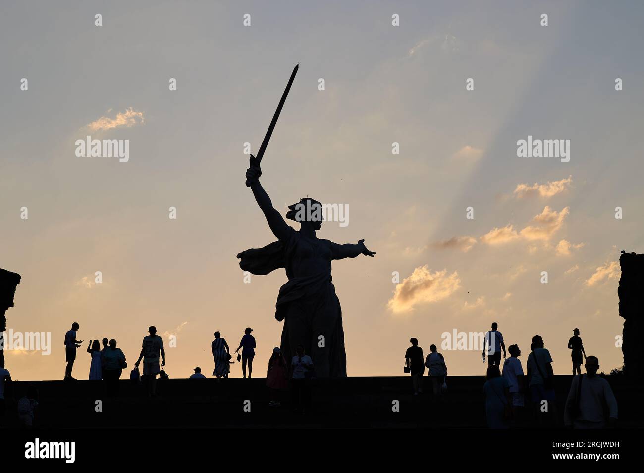 08.09.2023.Russia. Volgograd. Monument "Motherland is calling!" on the ...