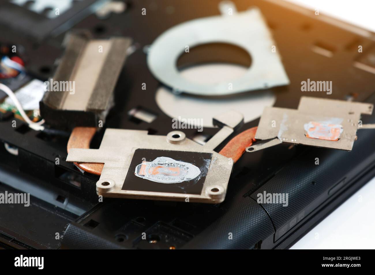 Thermal paste uses for to a CPU. Repairman replaces thermal grease or ...