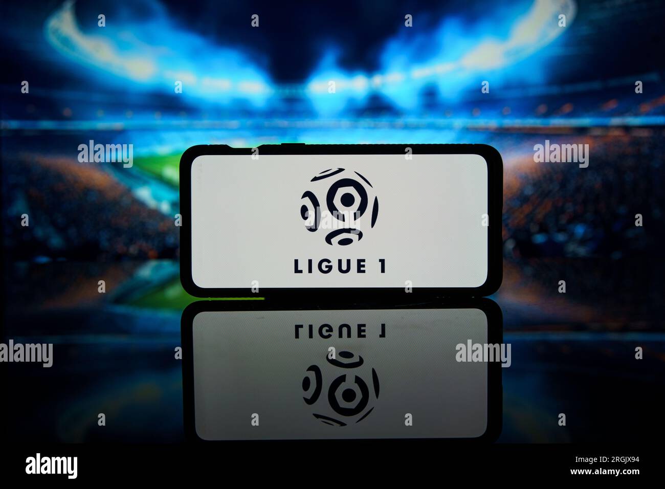 France Football league Ligue 1 logo on screen Stock Photo - Alamy