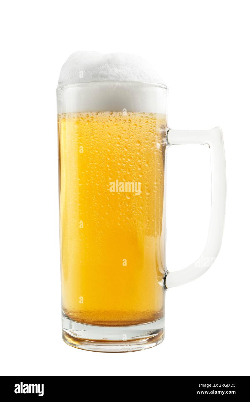The glass of cold beer isolated over white background Stock Photo - Alamy