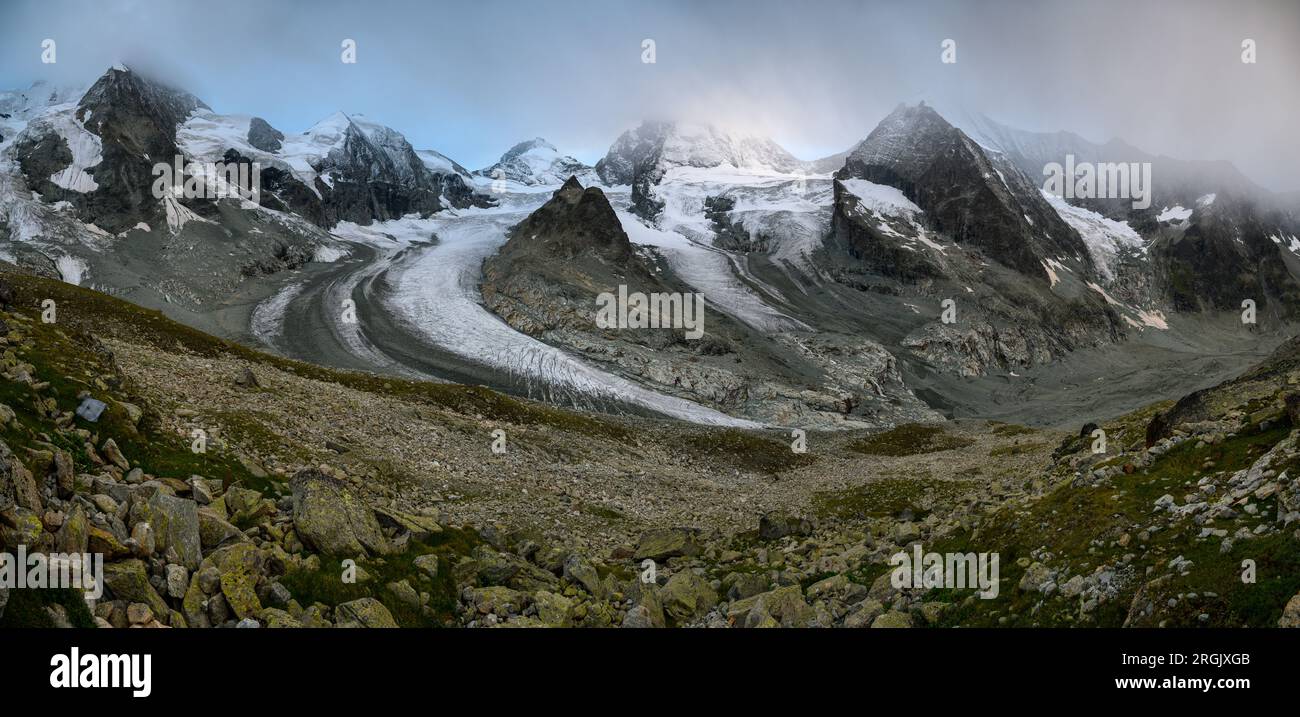 panorama of glaciers from Cabane du Mountet with Glacier Durand and ...