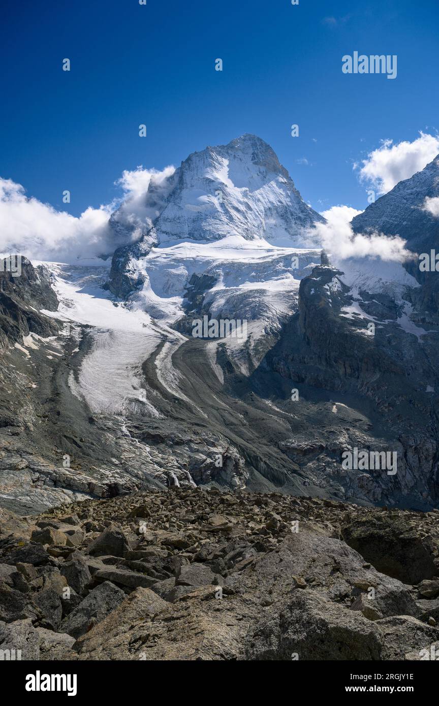 peak of Dent Blanche with Glacier du Grand Cornier in summer 2023 ...