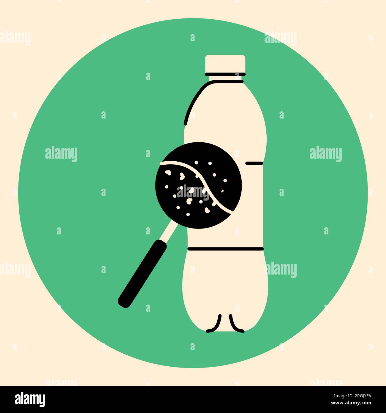 Microplastic in water bottle black line icon. Ocean pollution ...