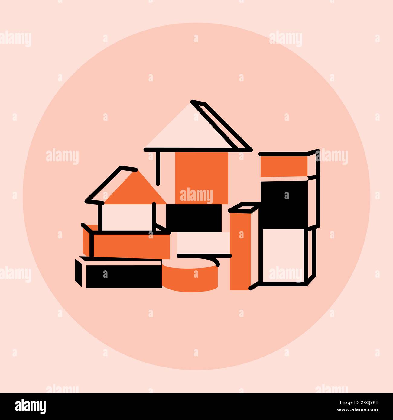 Wooden building blocks black line icon. Pictogram for web page, mobile ...