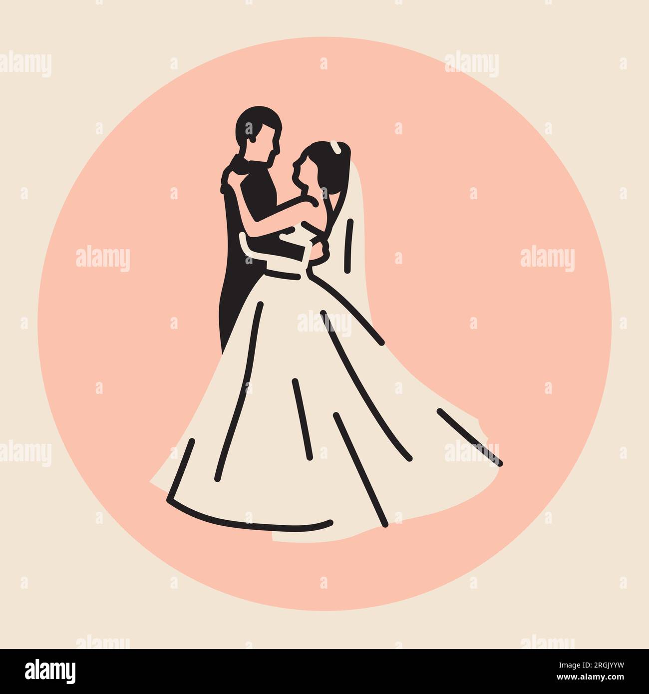 First wedding dance of newlywed black line icon. Pictogram for web page ...