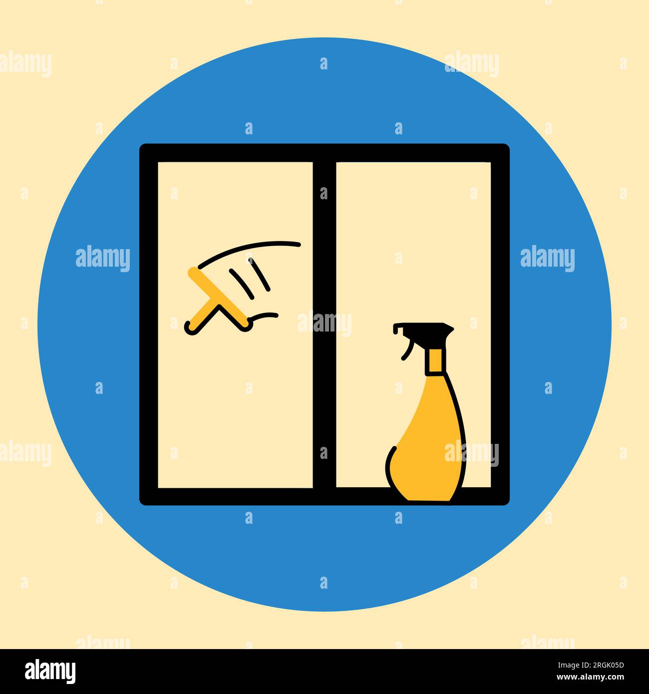 Cleaning the window black line icon. Pictogram for web page, mobile app ...