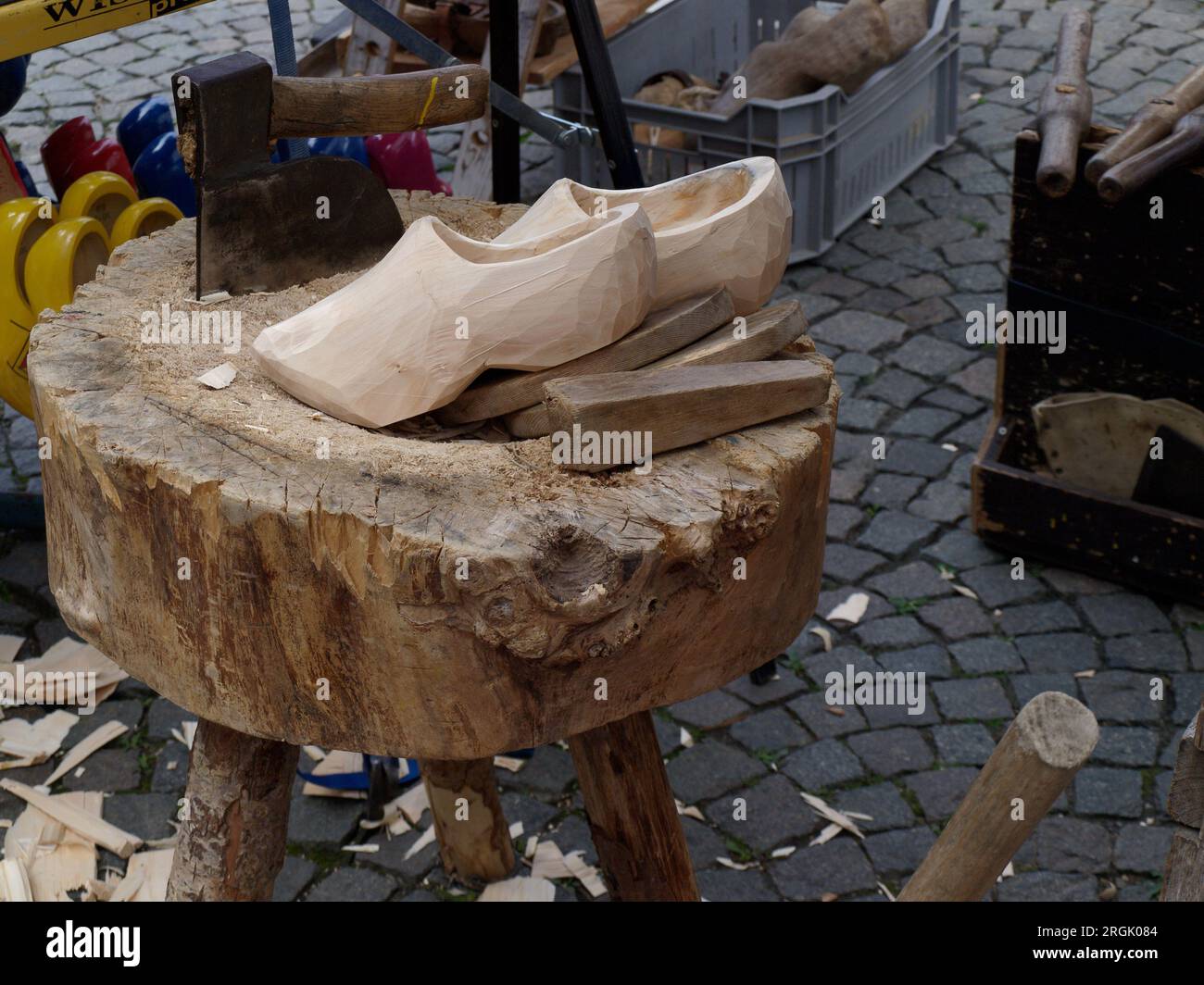 Netherlands traditional wooden footwear - handmade wooden shoes Stock ...