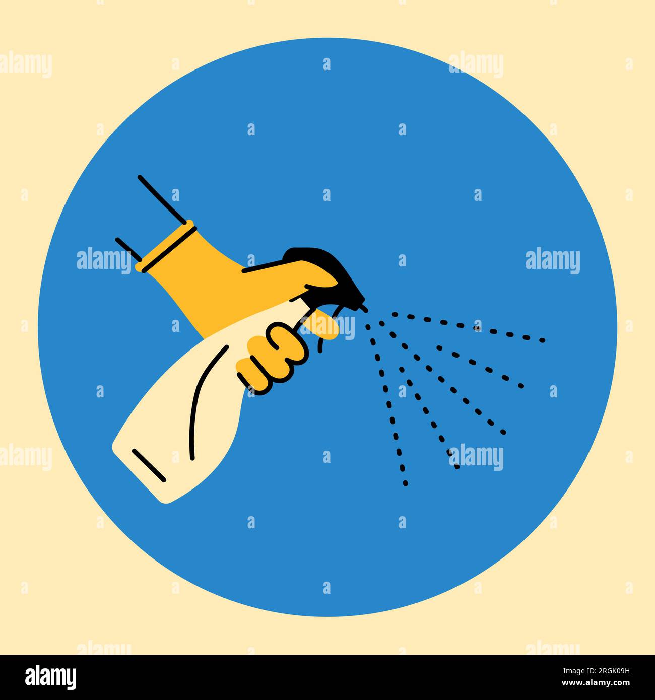 Hand with spray black line icon. Pictogram for web page, mobile app ...