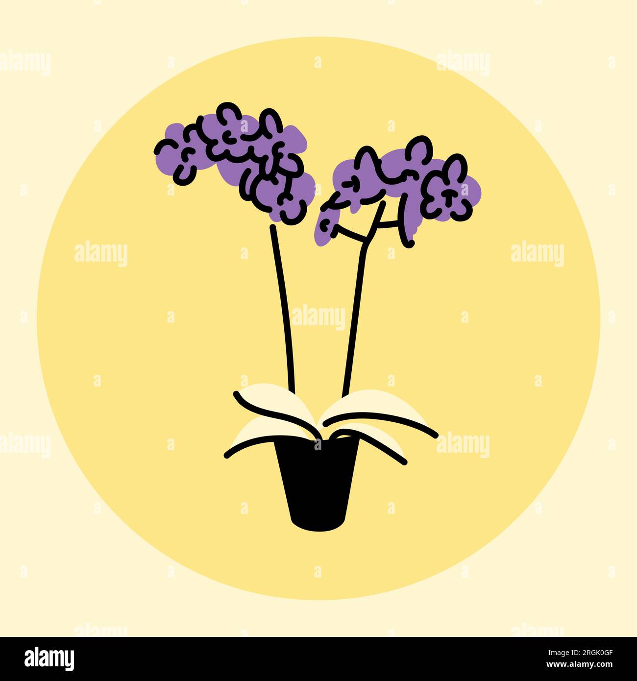 Orchid houseplant black line icon. Indoor decorative plant. Pictogram ...