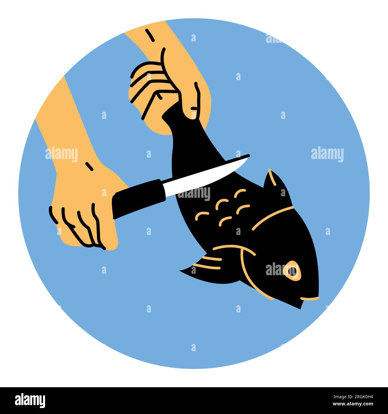 Fish preparation hands Stock Vector Images - Alamy