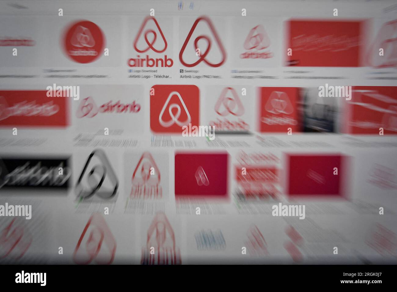 Paris, France. 10th Aug, 2023. This illustration photograph shows the logo of Airbnb on a laptop ...