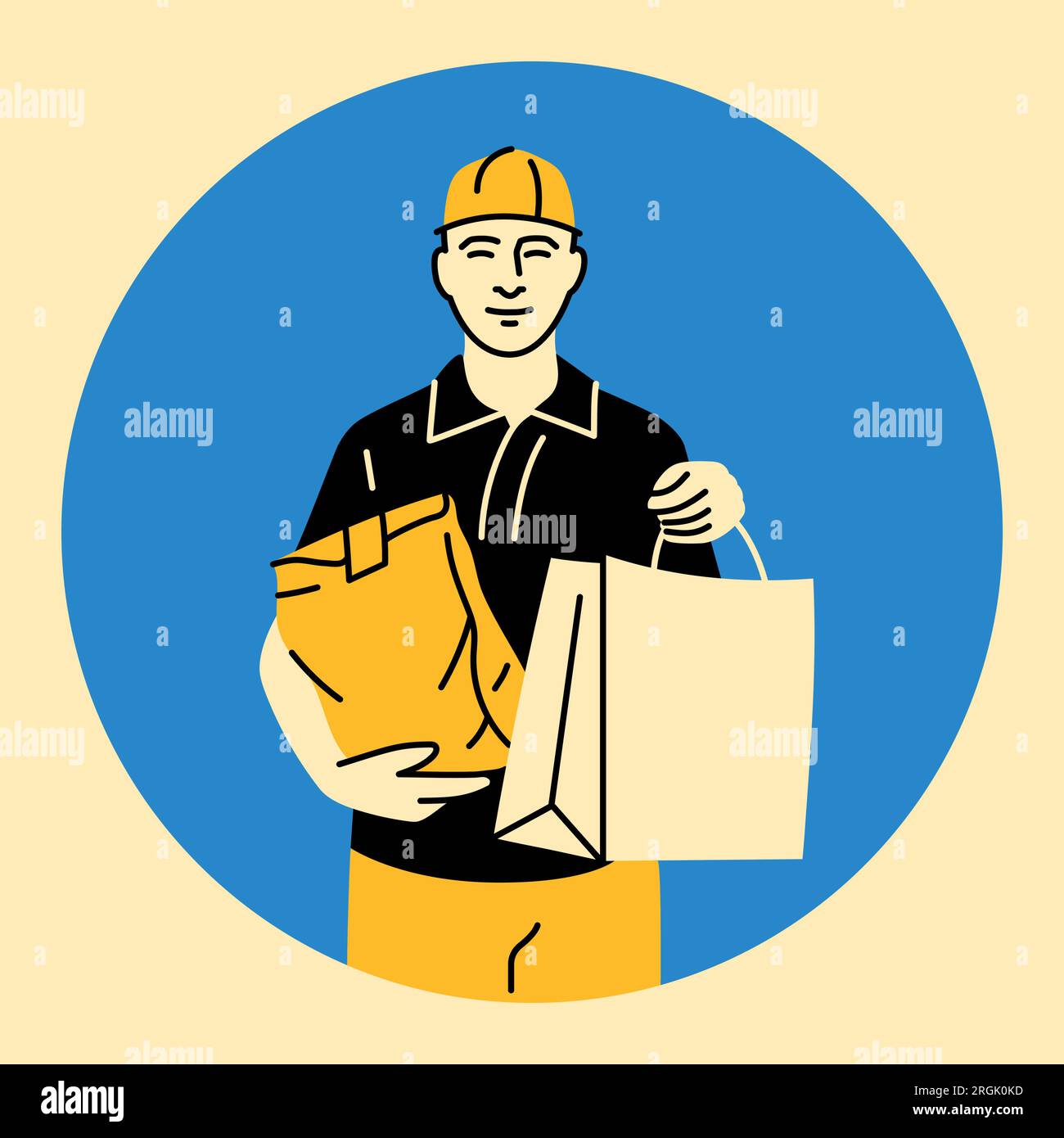 Courier with packages black line icon. Delivery service. Pictogram for ...