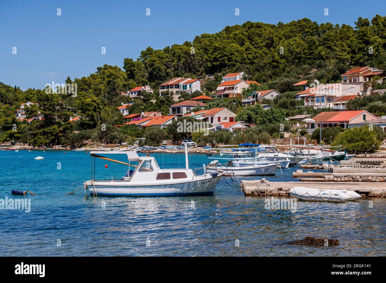 Photo shows seaside scenery of Gradina Bay on the west of the island of ...