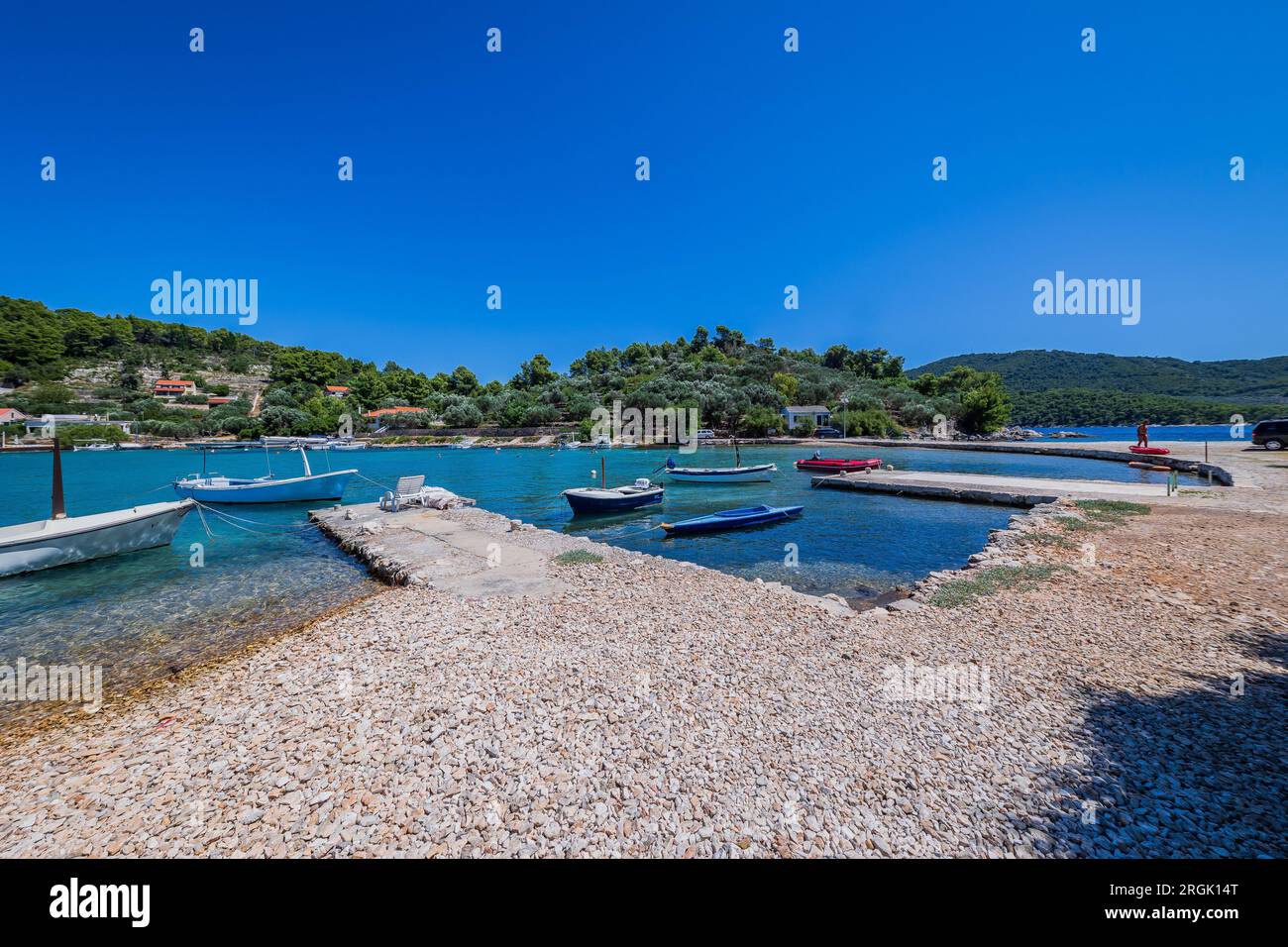 Photo shows seaside scenery of Gradina Bay on the west of the island of ...