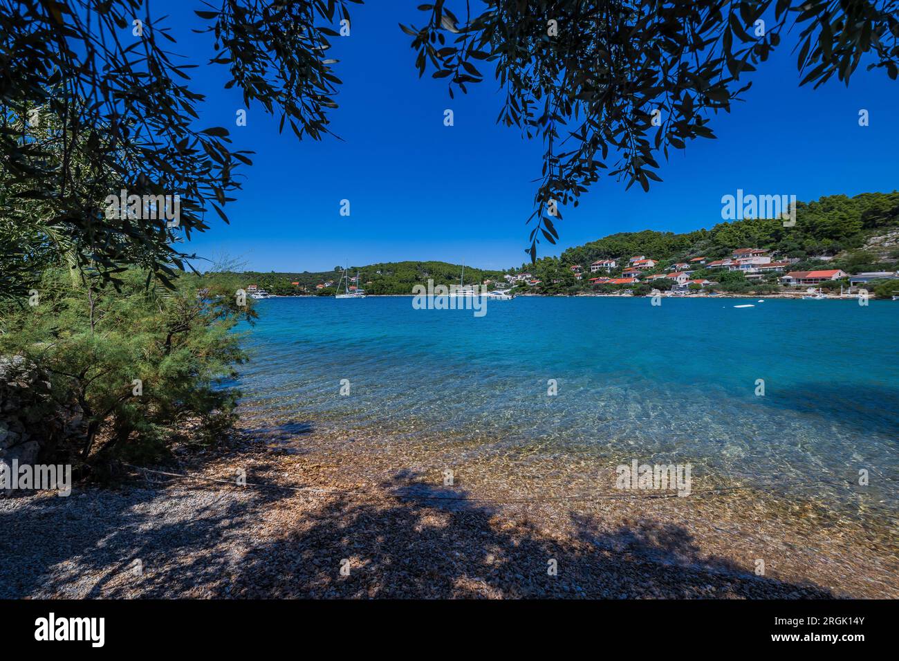 Photo shows seaside scenery of Gradina Bay on the west of the island of ...