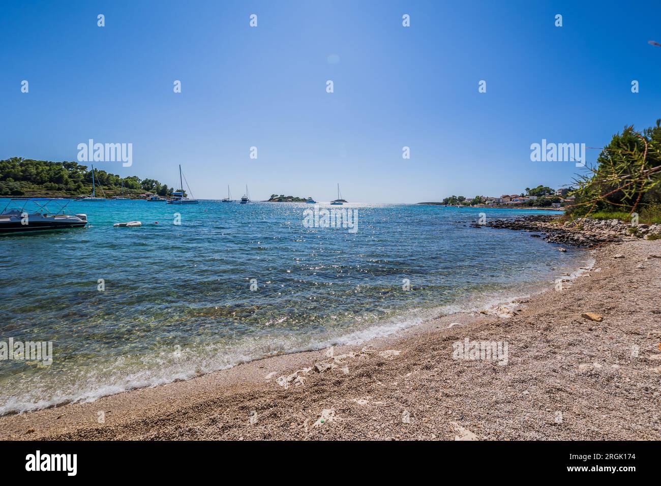 Photo shows seaside scenery of Gradina Bay on the west of the island of ...