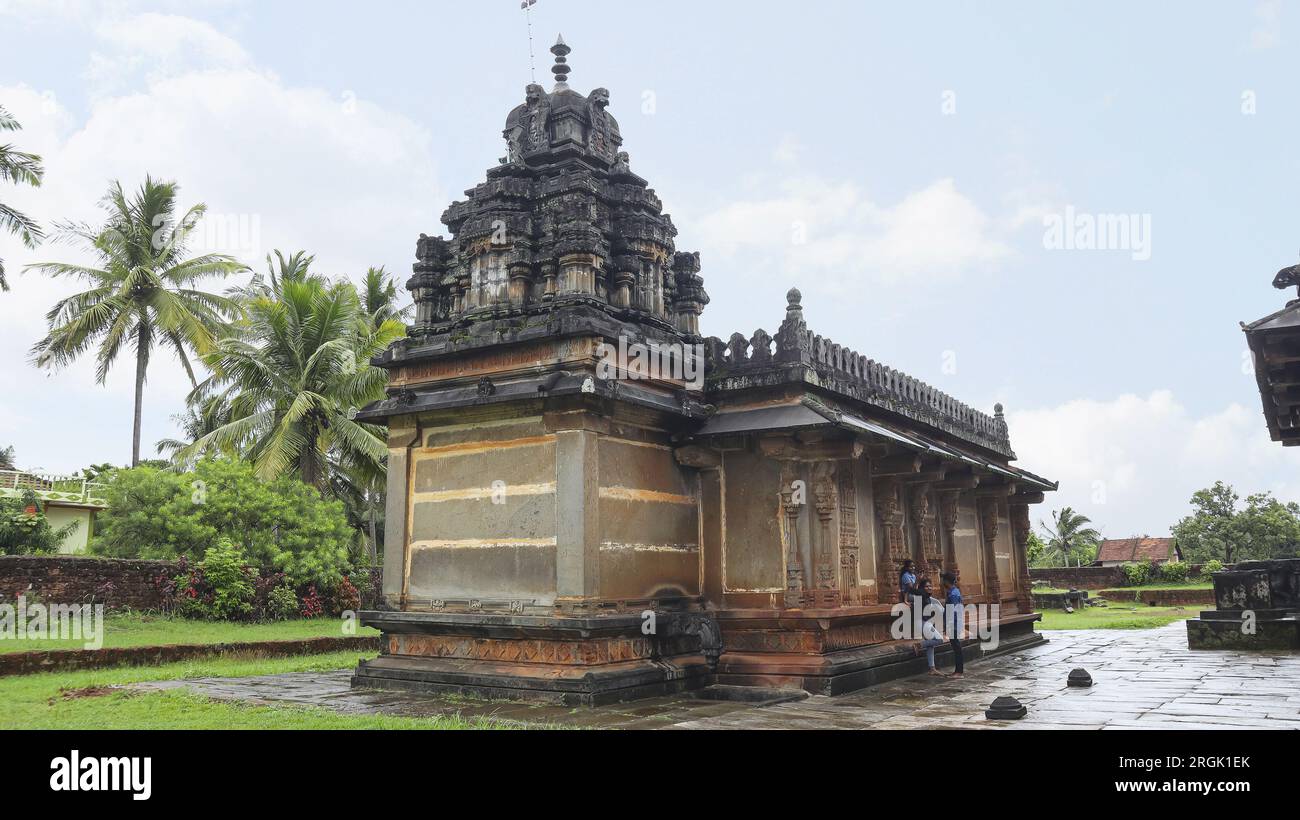 INDIA, KARNATAKA, SHIMOGA, July 2023, People at Shrine of Goddess Parvati in the Campus of ...