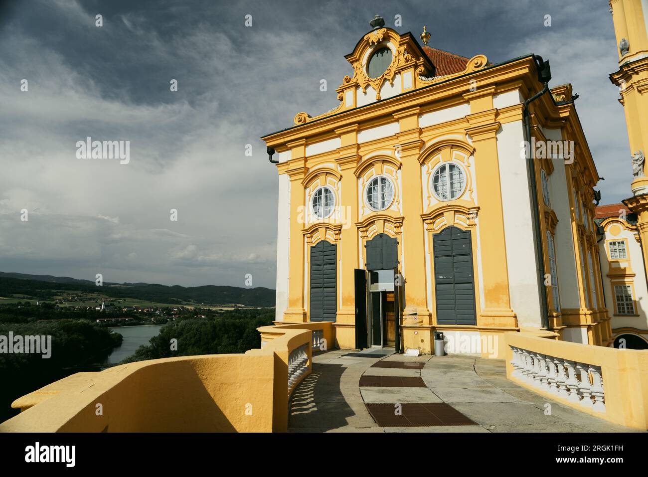 An outbuilding of the baroque cathedral at Melk, Abbey in Melk, Austria ...