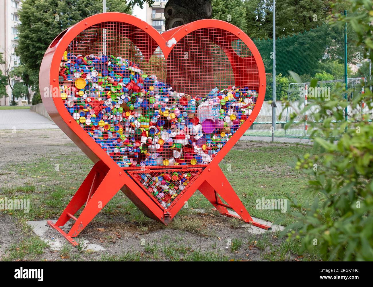 Heart-shaped container for plastic bottle tops, recycling, care for the ...