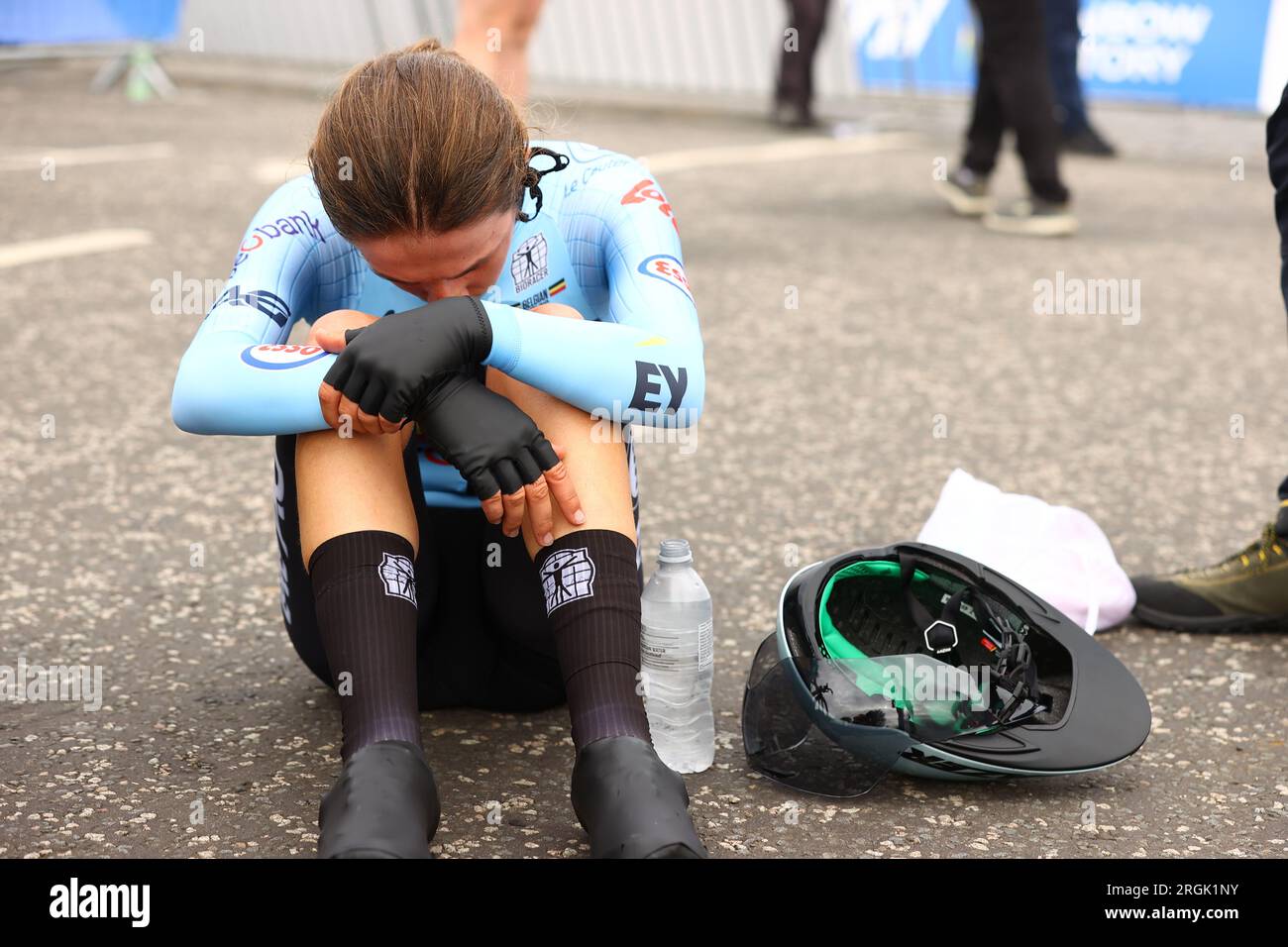 Glasgow, UK. 10th Aug, 2023. Belgian Luca Vierstraete is exhausted ...