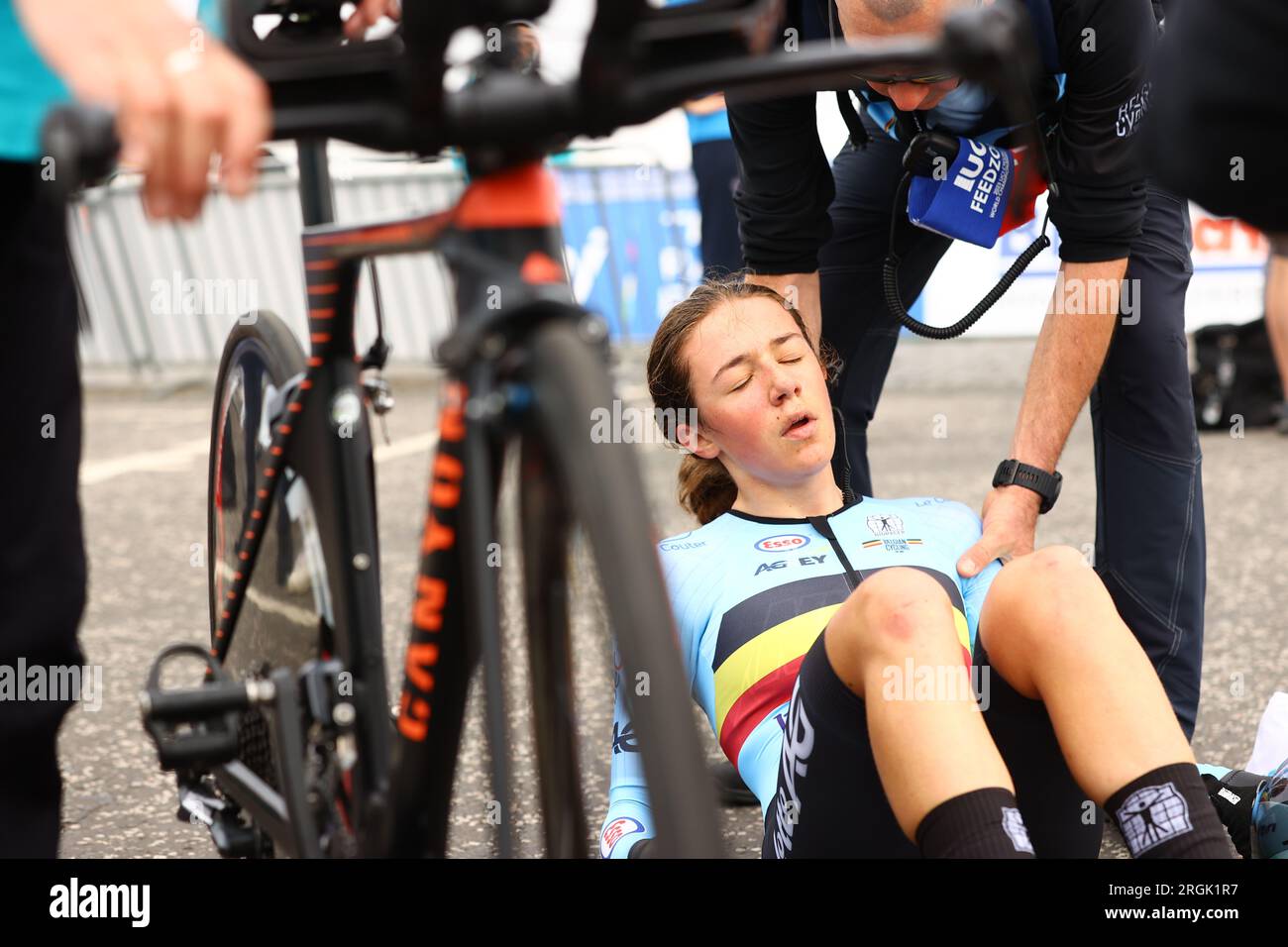 Glasgow, UK. 10th Aug, 2023. Belgian Luca Vierstraete is exhausted ...