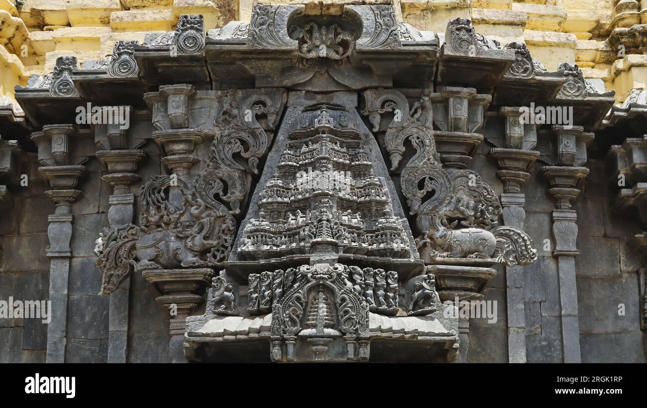 Carvings of Makara and Temple Dome on the Basaveswara Temple, Kuruvatti ...