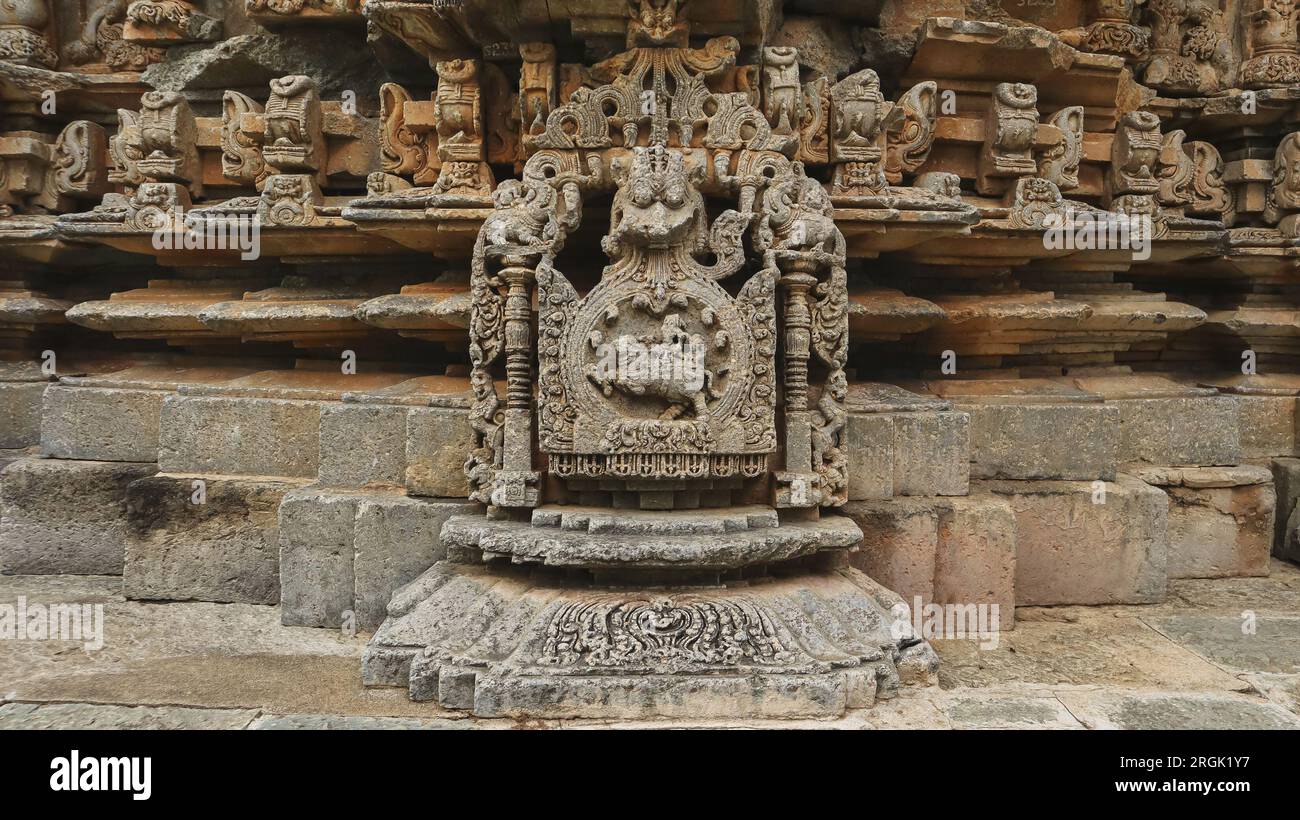 Details of Kirtimukha on the base of Kaleshwara Swami Temple, Hire ...