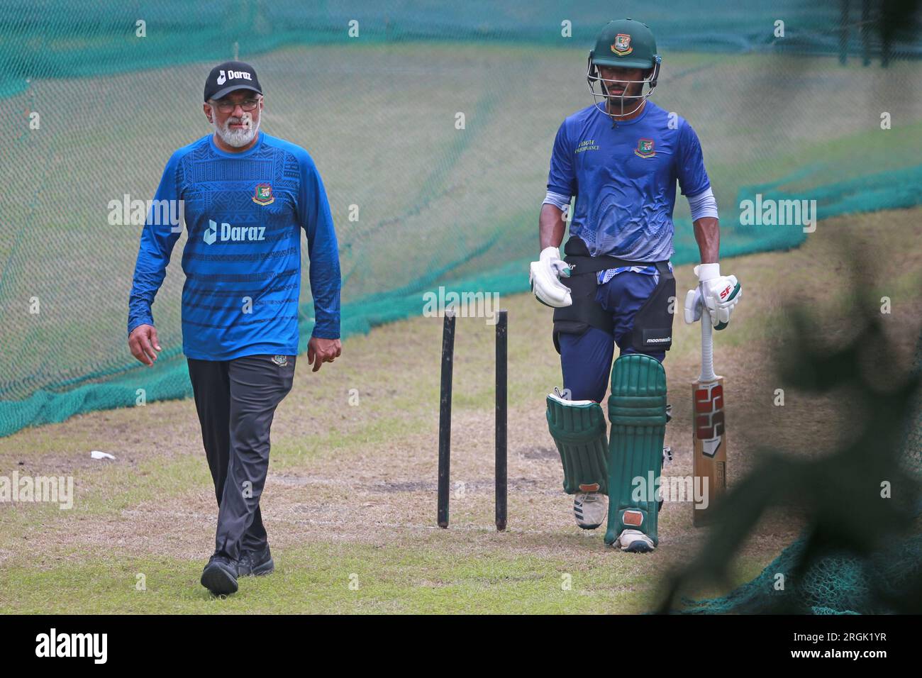 Head Coach Chandika Hathurusingh (L) and Tanzid Hasan Tamim (R) during ...