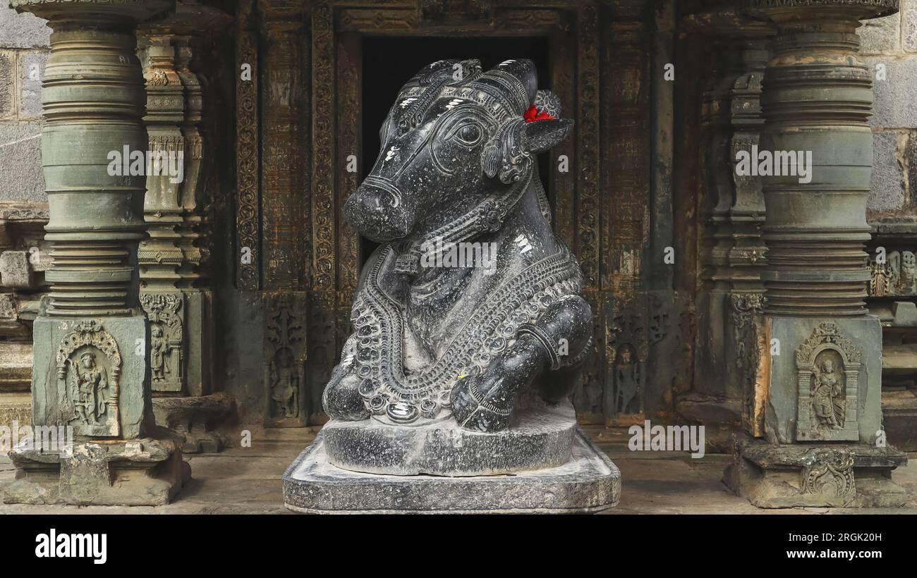 Sculpture of Nandi in Front of Kaleshwara Swami Temple, Hire Hadagali ...