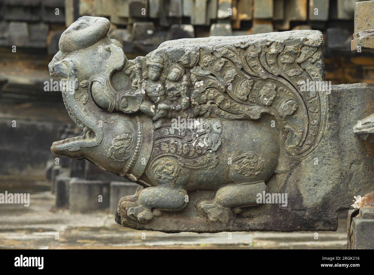 Sculpture of Makara of Kaleshwara Swami Temple, Hire Hadagali, Ballari ...
