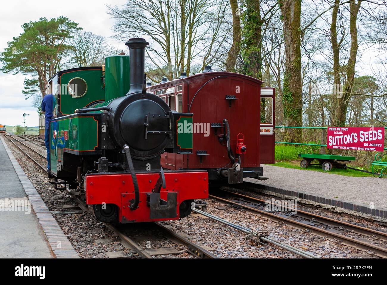 Steam train at Woody Bay station on the Lynton and Barnstaple Railway ...