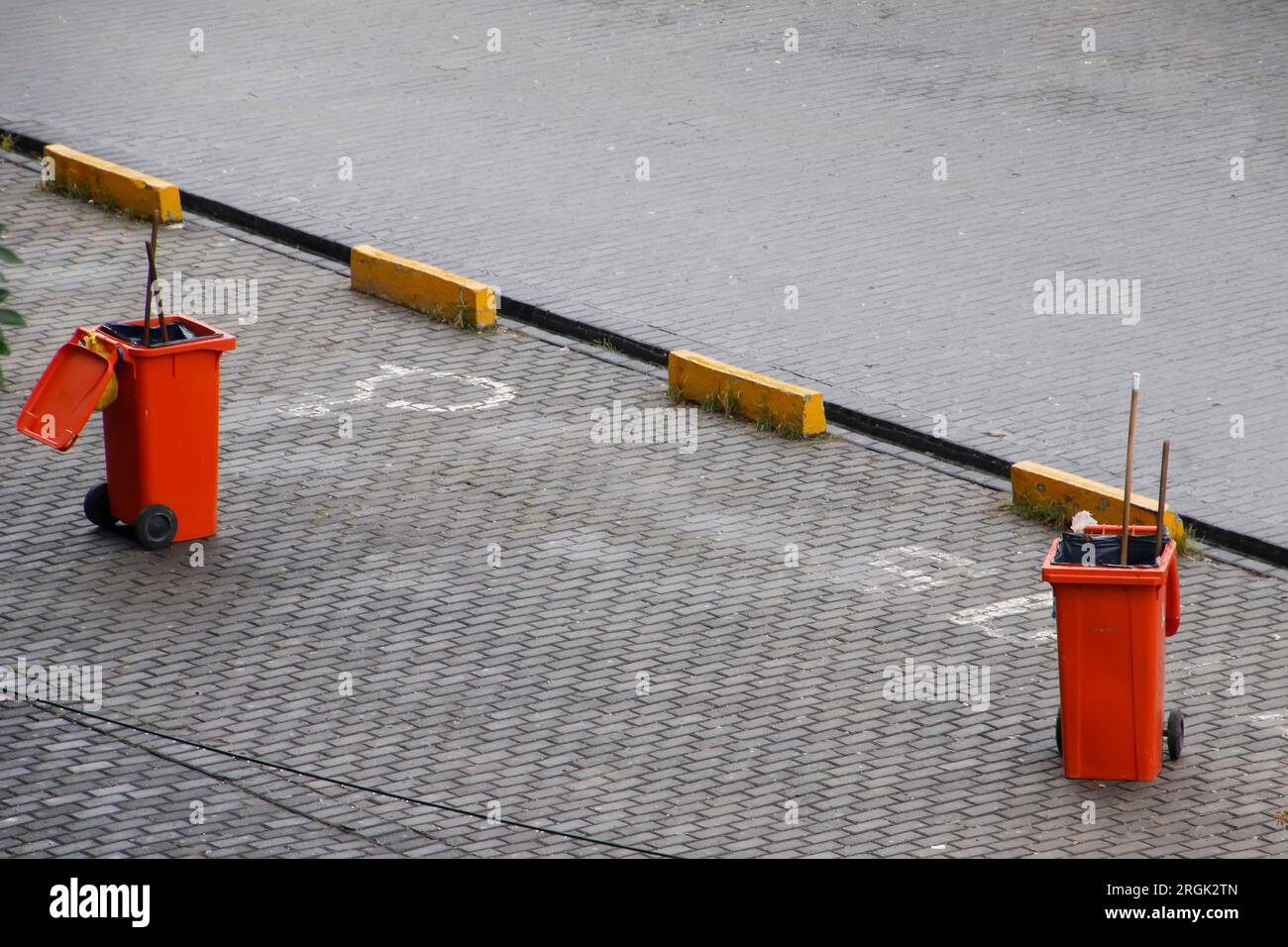 colorful trash bin used in garbage collection - urban garbage ...
