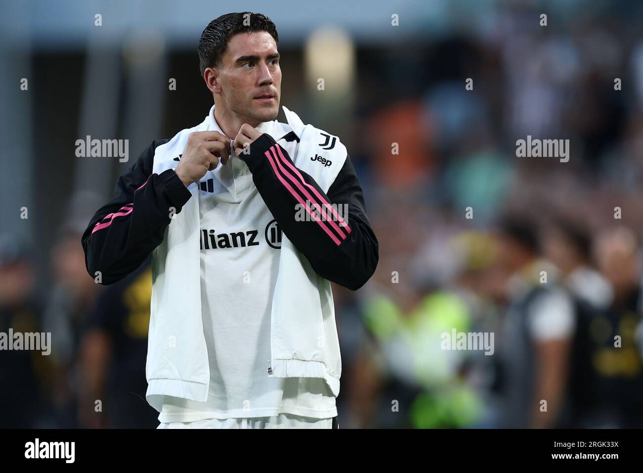 Torino, Italy. 09th Aug, 2023. Dusan Vlahovic of Juventus Fc looks on ...