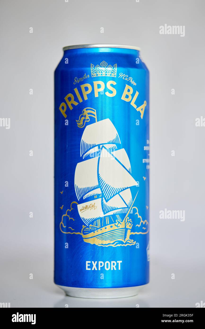 Pripps Blå Export, Swedish beer, 500 ml can Stock Photo - Alamy