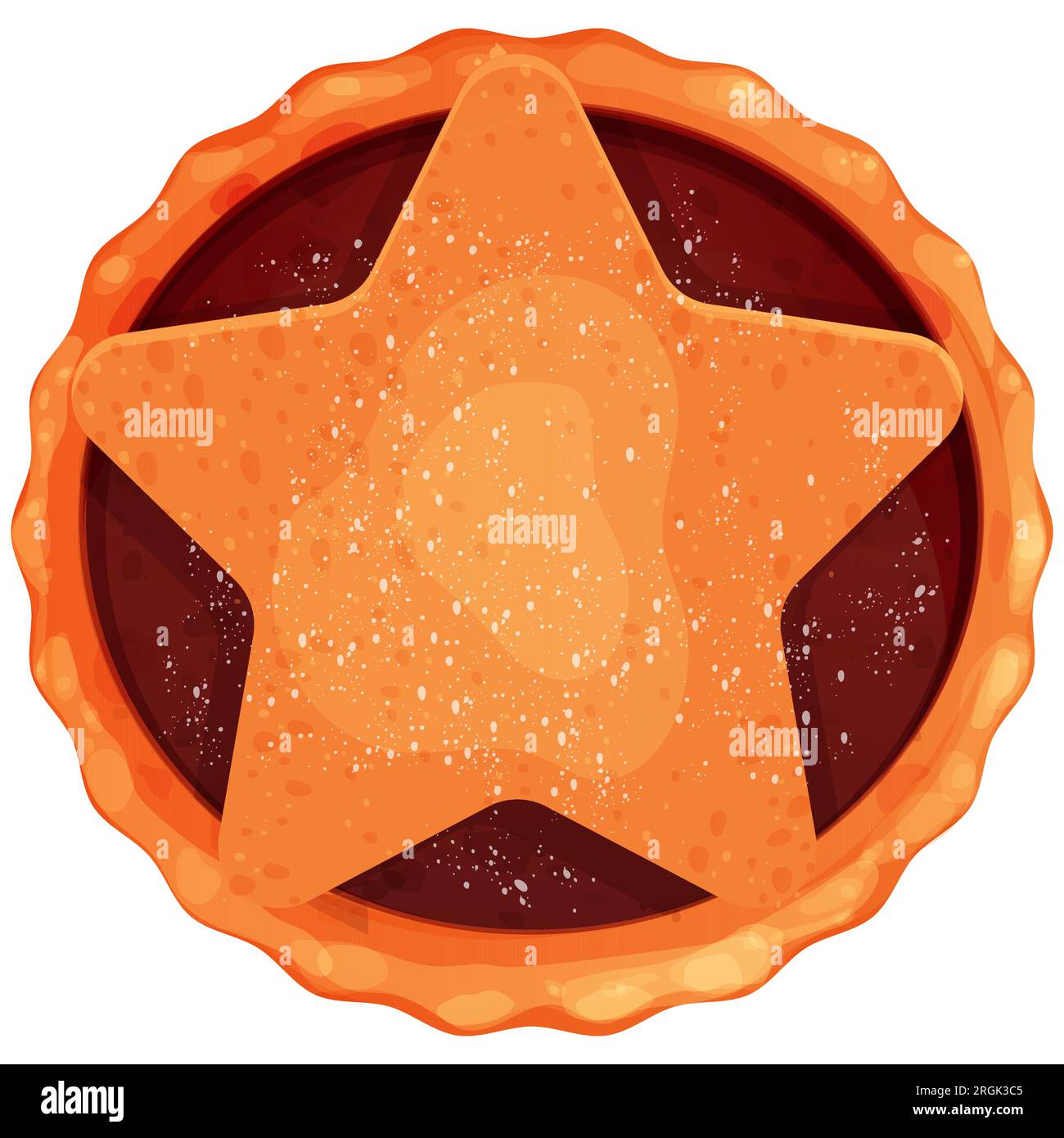 Christmas english mince pie with star top view in cartoon style ...
