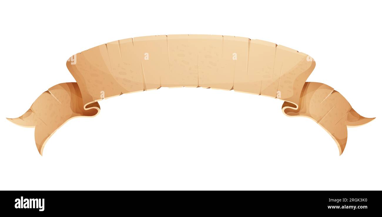 Parchment paper scroll ribbon, old vintage banner game ui element in ...