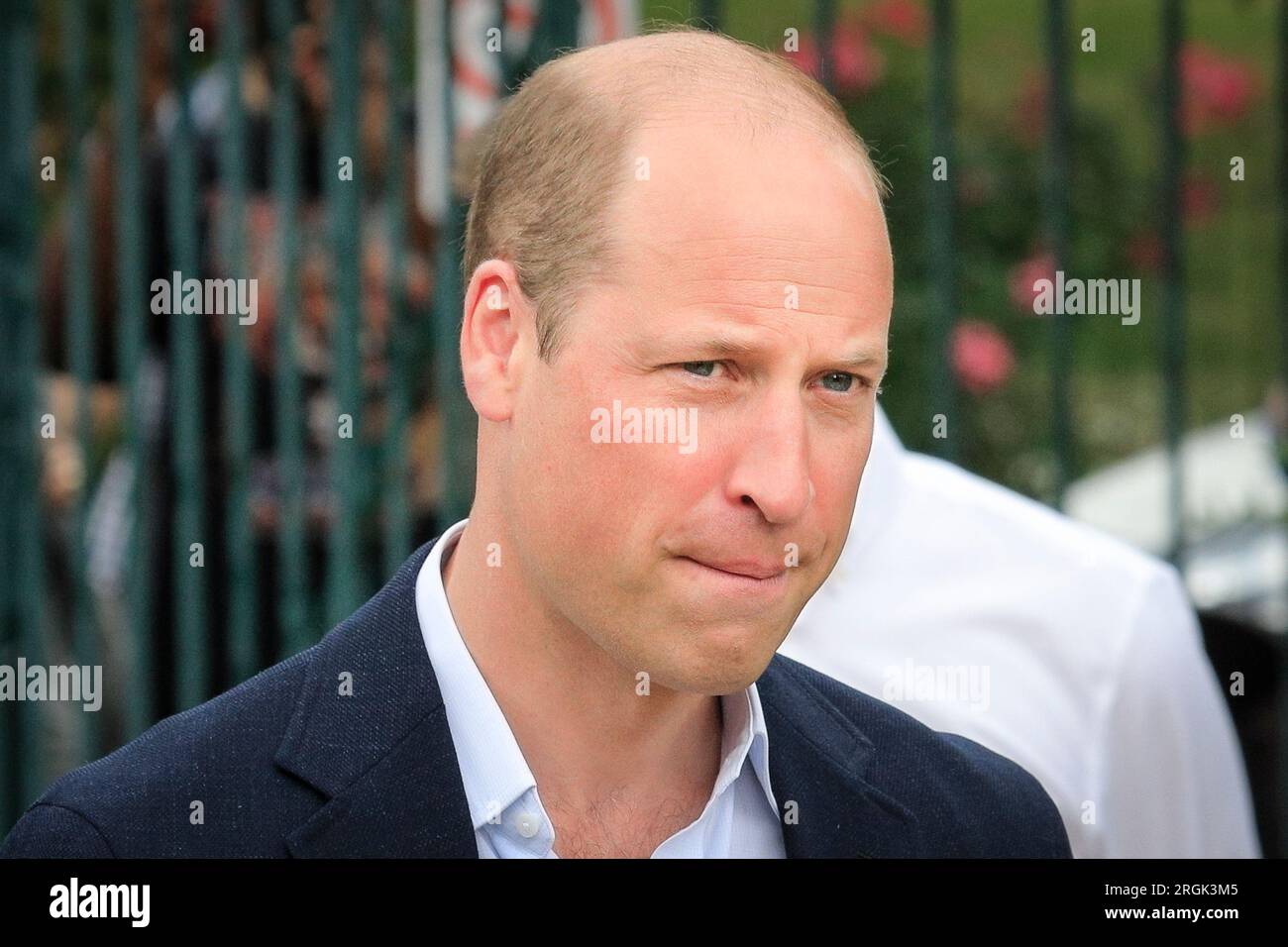 William, Prince of Wales, close up of face, visiting a charity in ...