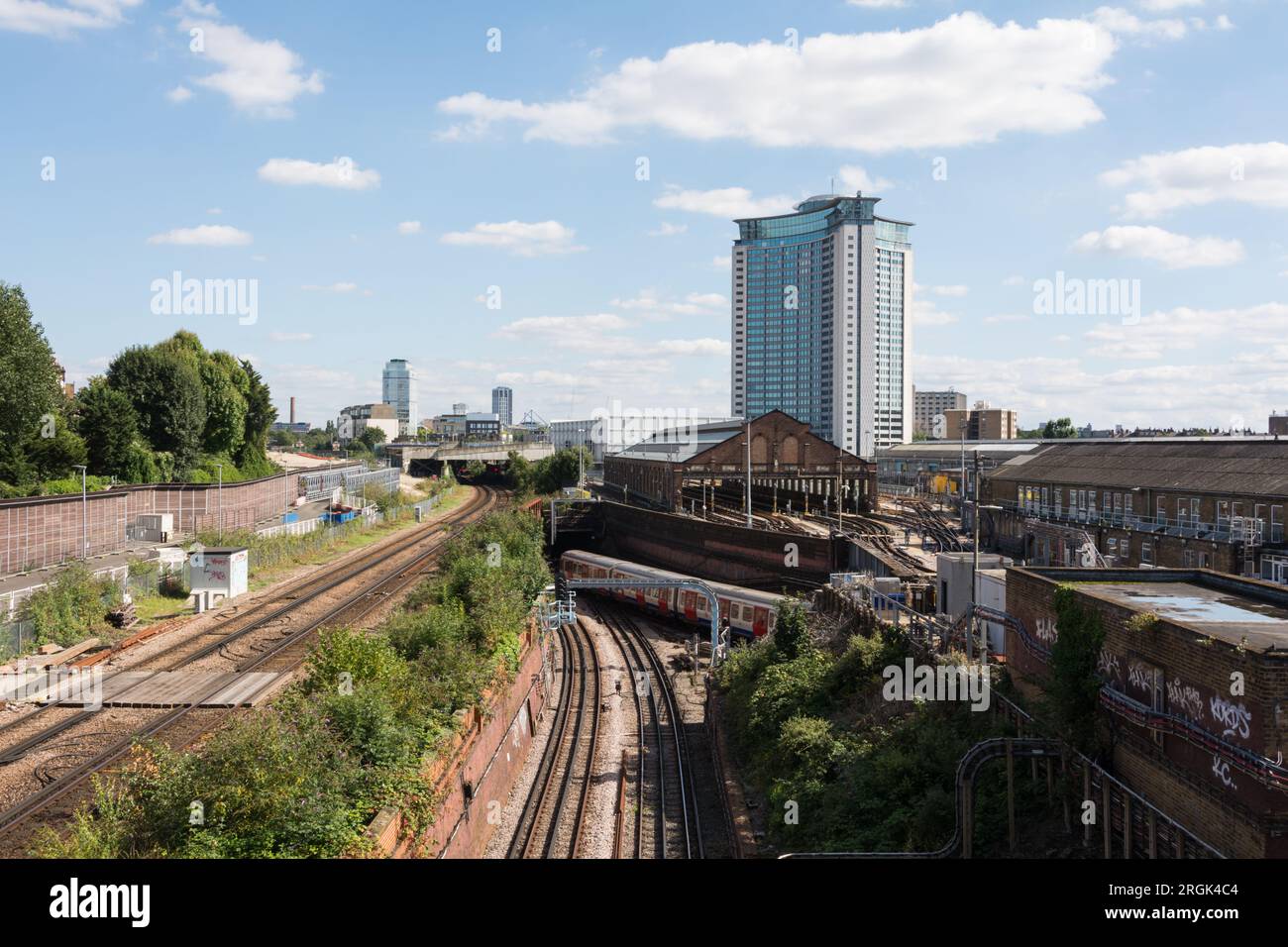 Underground and overground railway lines surrounding the Empress State ...