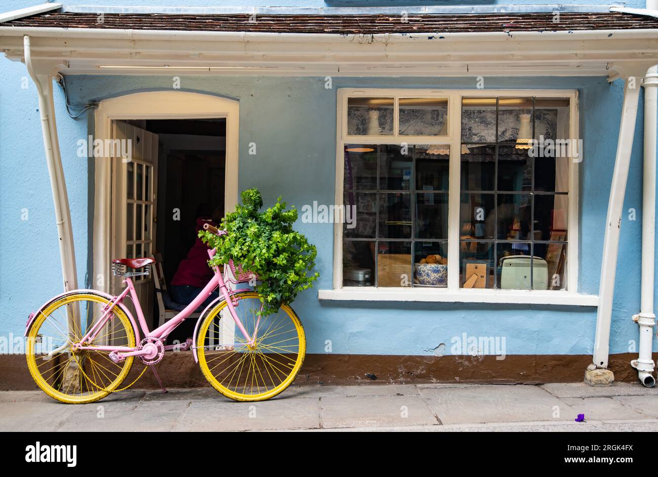 English front cottage with bicycle Stock Photo - Alamy