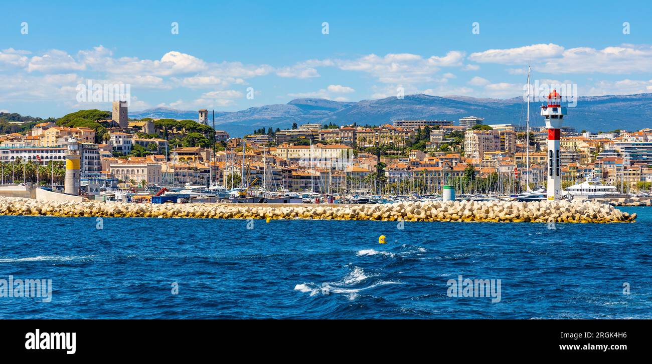 Cannes, France - July 31, 2022: Cannes seafront panorama with ...