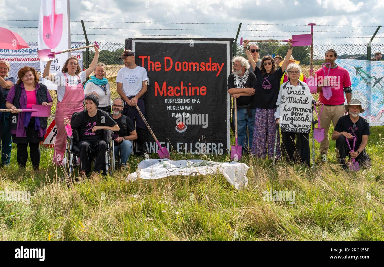 Volkel, The Netherlands, 09.08.2023, Peace and climate activists during ...
