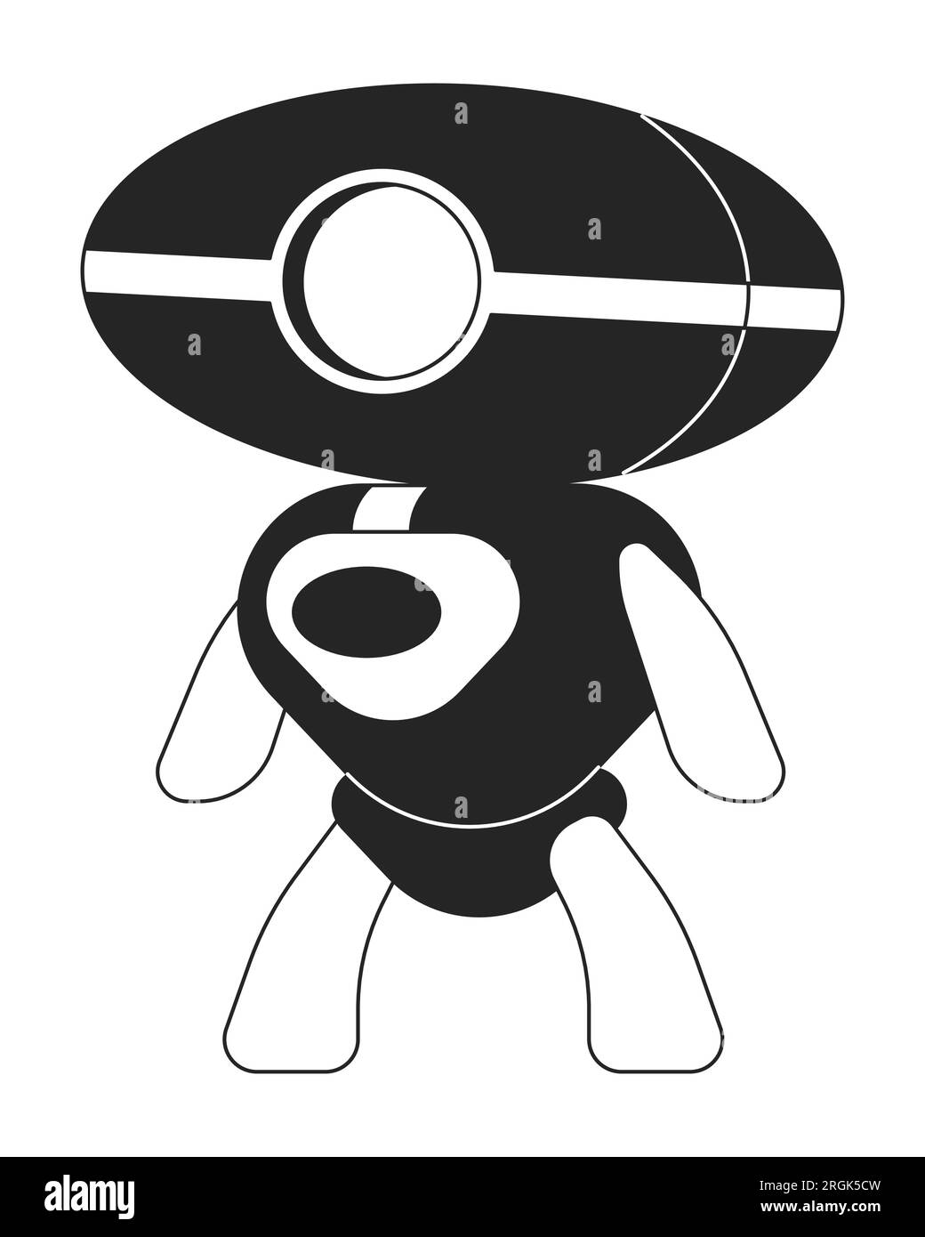 Artificial Intelligence Robot Flat Monochrome Isolated Vector Object