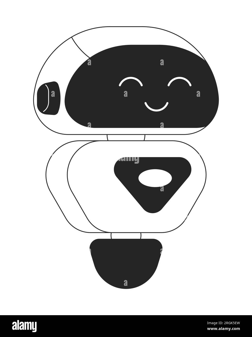 Cheerful Robot Flat Monochrome Isolated Vector Object Stock Vector