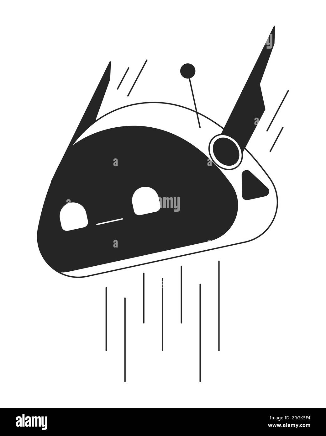 Robot Android Head Flat Monochrome Isolated Vector Object Stock Vector